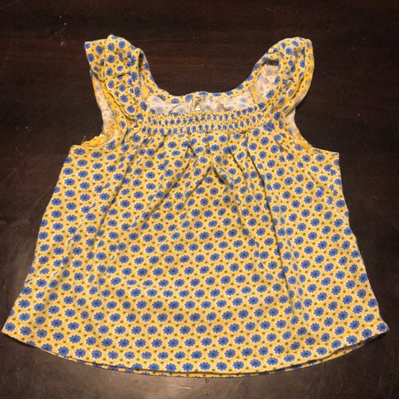 Old Navy | Shirts & Tops | Babys Yellow Shirt With Blue Flowers | Poshmark